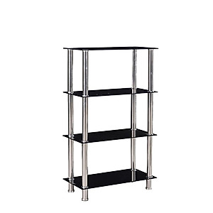 Better Home Products Decorative Shelves Glass 4 Tier Household Floor Storage, Tempered Glass Shelves, Audio-Video Media Stand