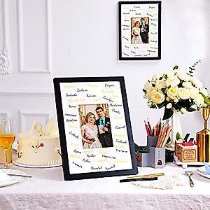 2 Pack 14 x 14 Inch Wedding Signature Picture Frame Displays 5x7 Photo with 2 Pcs Signature Pen for Wedding, Celebrations and Graduation, Black Wood Frame for Wall Hanging (11 x 14 Inch)