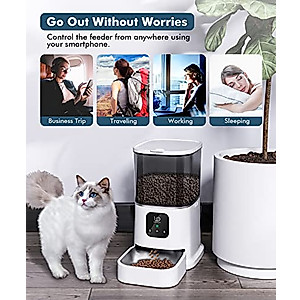 ZOKALEY Automatic Cat Feeders,2.4G WiFi Enabled Programmable Pet Feeder for Dog and Cat,Timed Pet Food Dispenser with Portion Control,APP Remote Control &10s Voice Recorder,B-White