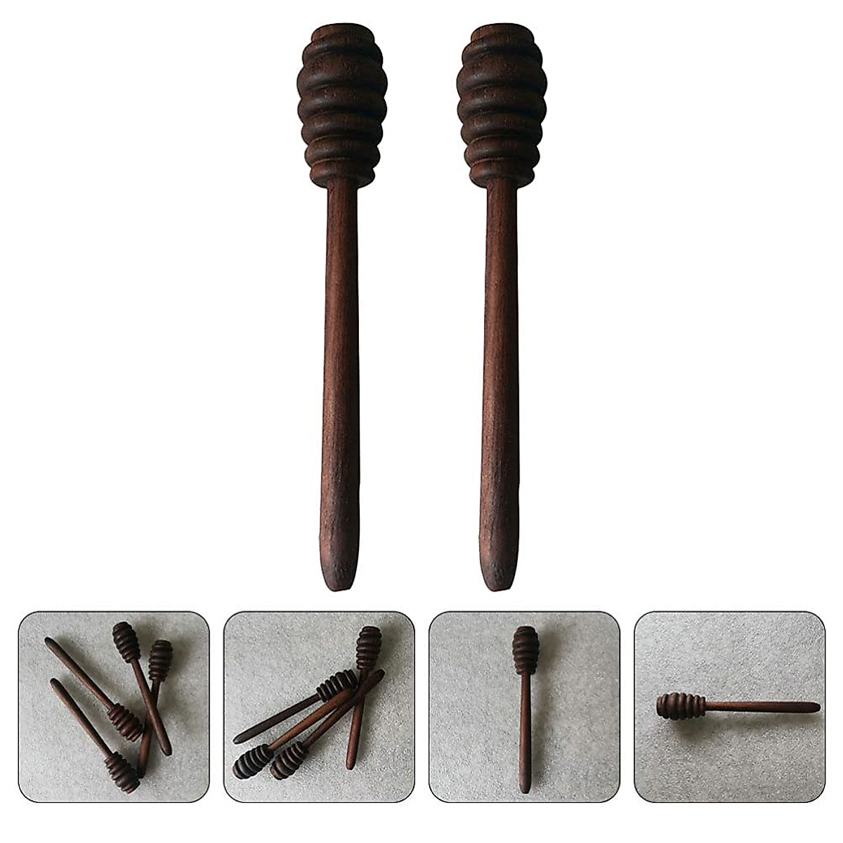 DOITOOL 2pcs Black Walnut Wood Honey Dipper Honey Spoons Stick Honeycomb Sticks Honey Stirrer Honey Wand for Honey Jar Dispense Drizzle Honey Party Favors
