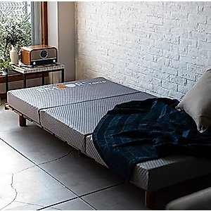 EMOOR 5-in Tri-Fold Mattress Grand High Resilience (220/180N) Urethane Foam, Japanese Twin Size (39 x 76.7in), Removable Cover Floor Sleeping Futon Bed Tatami Portable, Gray