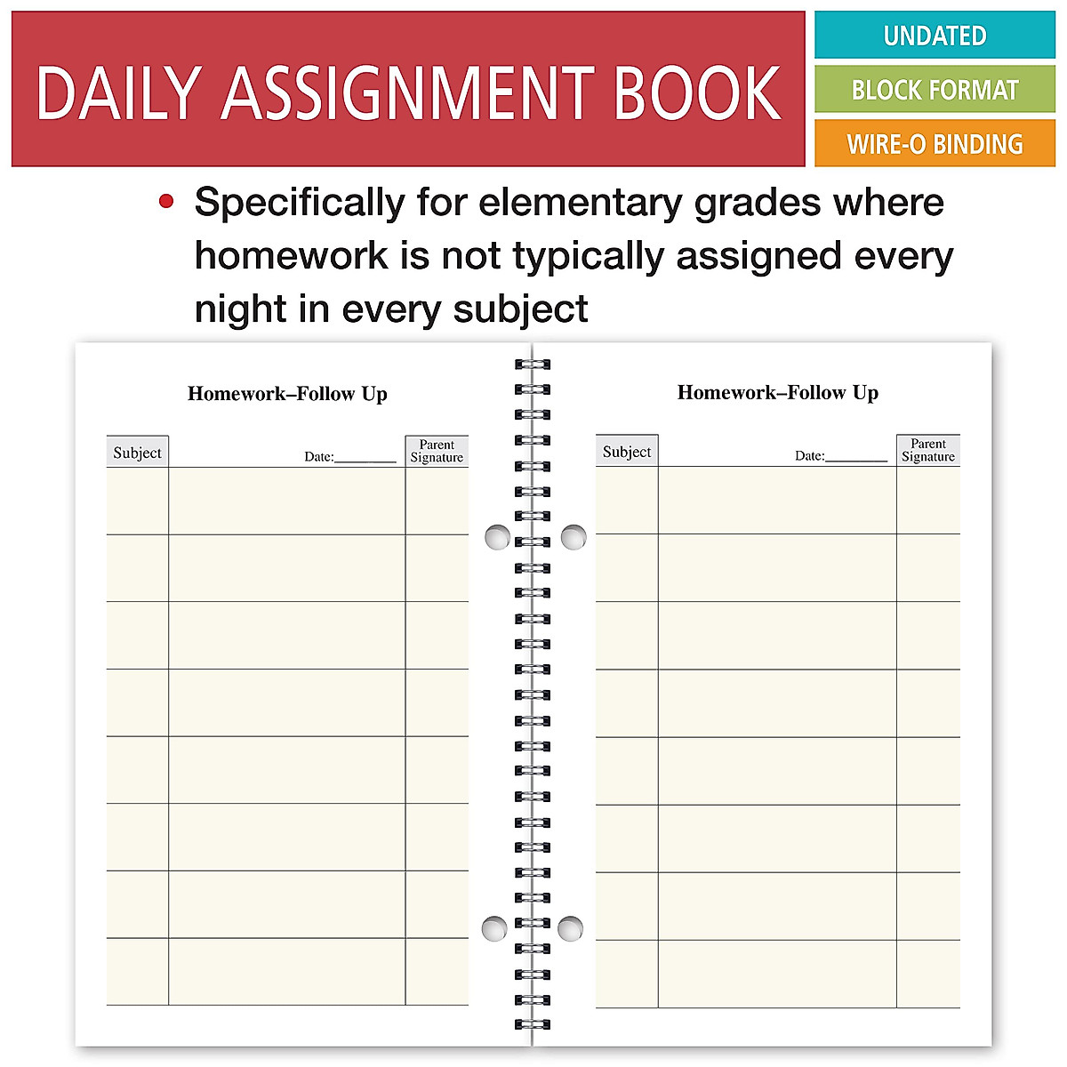 Student Planner Daily Format for Elementary School (S85-Red) 5.5 x 8.5