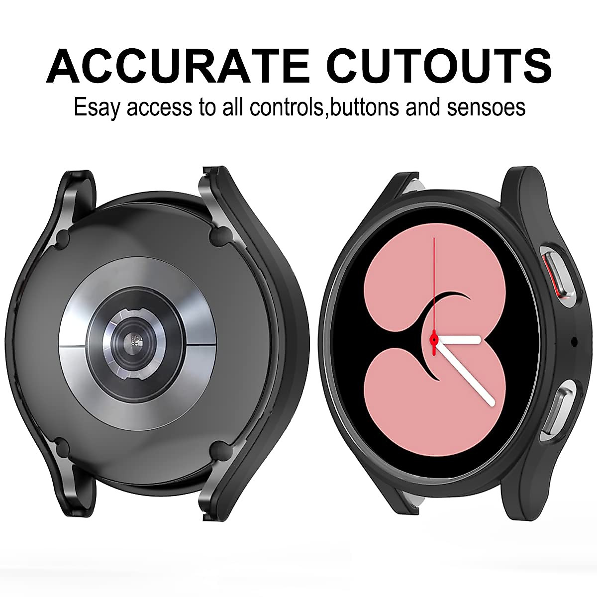 [5+5 Pack] Compatible for Samsung Galaxy Watch 5 / Galaxy Watch 4 44mm Screen Protector Case,Matte PC Bumper Cover+5 Tempered Glass Screen Protector Films for Galaxy Watch 5 4 Accessories