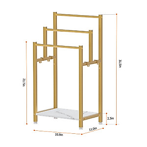 Honiter Towel Racks for Bathroom, 3 Tier Free Standing Towel Rack, Blanket Rack, Metal Towel Holder with Shelf for Bathroom Accessories Organizer for Bath Storage & Hand Towels, Next to Tub or Shower