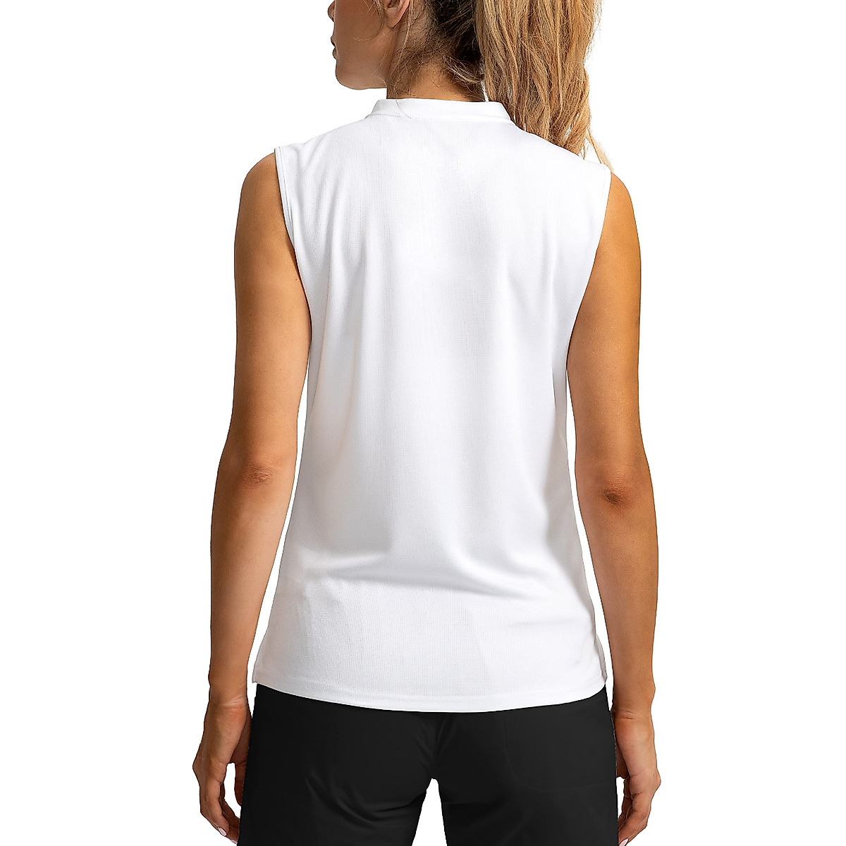 SANTINY Women's Sleeveless Golf Shirt Zip Up Tennis Lightweight Quick Dry Tank Tops Polo Shirts for Women(A White_M)