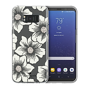 kate spade new york Protective Hardshell Case for Samsung Galaxy S8 Plus - Hollyhock Floral Clear/Cream with Stones