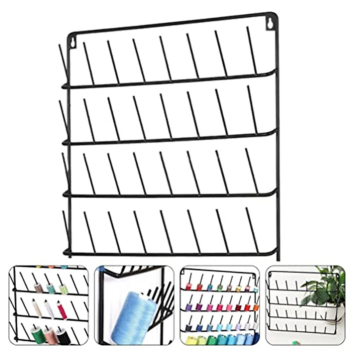 VICASKY Spools Thread Rack Metal Thread Holder Organizer with Hanging Hooks for Embroidery Quilting and Sewing Threads Black