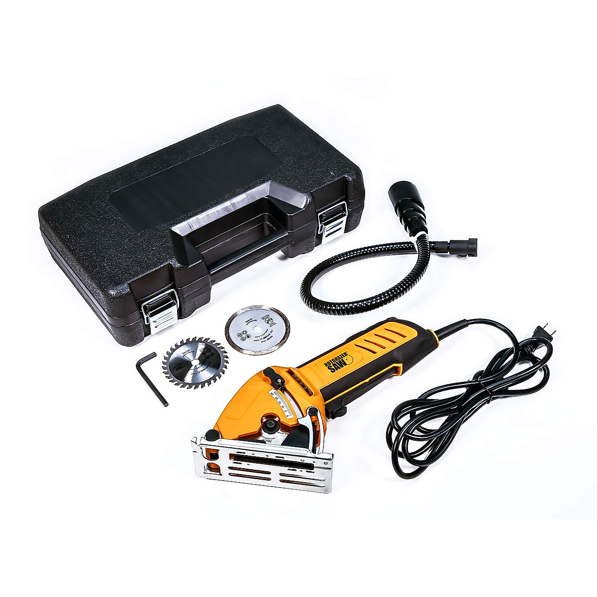 Official ROTORAZER Compact Circular Saw Set DIY Projects -Cut Drywall, Tile, Grout, Metal, Pipes, PVC, Plastic, Copper, Carpet w Blades, Dust Collector & Case AS SEEN ON TV