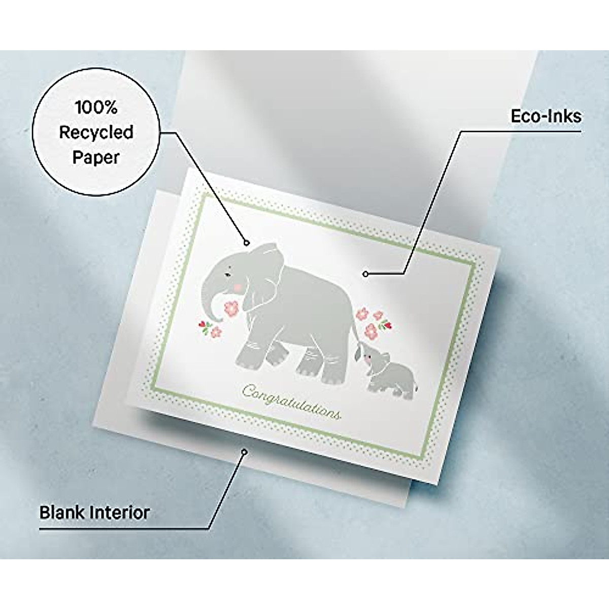 Twigs Paper Baby Shower Congratulations Cards with Envelopes for Mothers, Fathers, and Couples, Set of 12, Personalized Blank Cardstock, Celebration Welcome for Boys and Girls, Made in USA