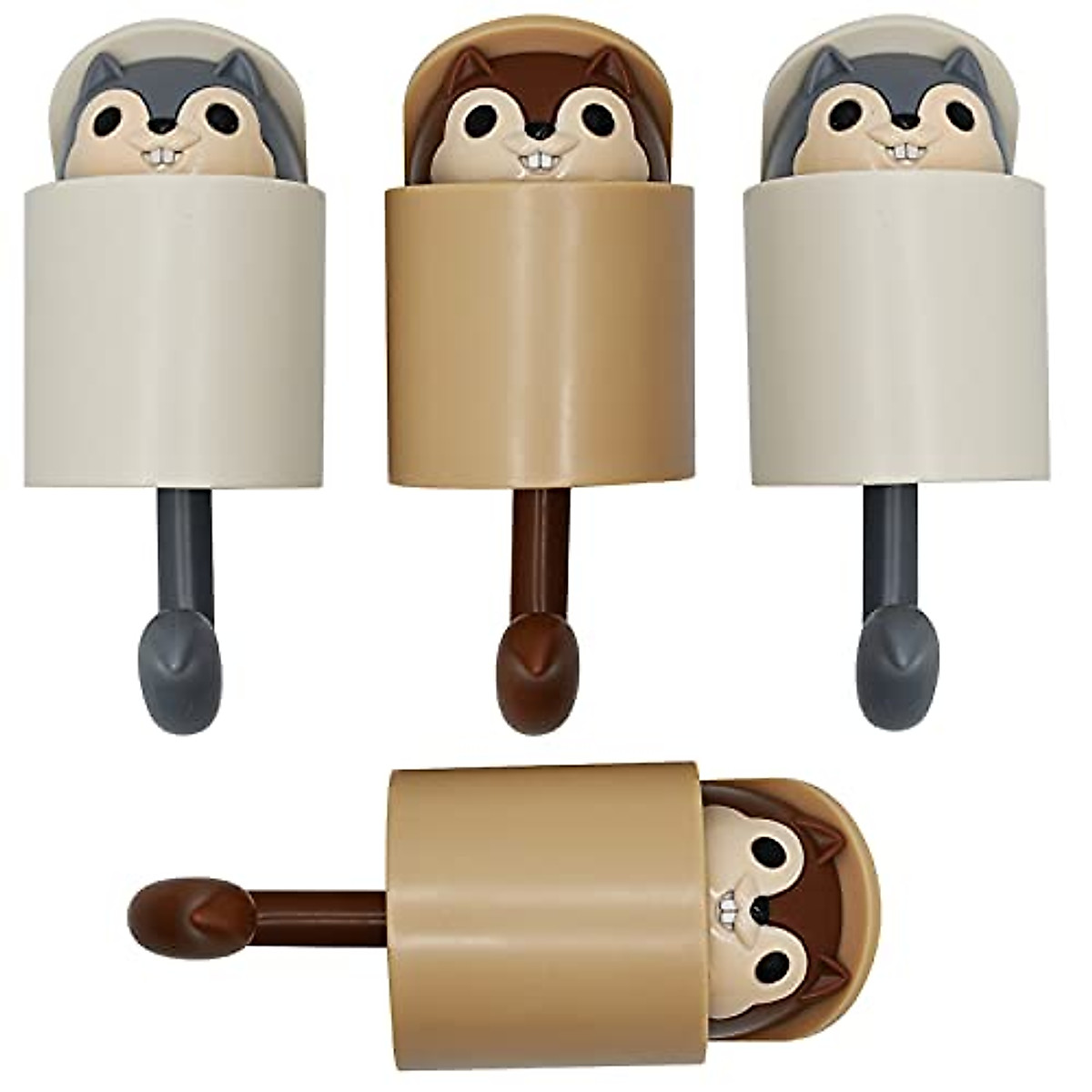 Maydahui 4PCS Squirrel Shaped Adhesive Wall Hook Cute Cartoon Animal Wall Hooks for Kids Room Living Room Bedroom Home Decoration