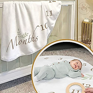Baby Milestone Blanket | Round Design Baby Monthly Milestone | Flannel Milestone Blanket for Baby Boy Girl | Bag N Ring | Soft Baby Monthly Milestone Blanket