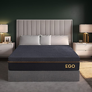 EGOHOME 12 Inch King Memory Foam Mattress, Cooling Copper Gel Mattress for Pain Relief, Therapeutic Mattress in a Box, CertiPUR-US Certified, Fiberglass Free Medium Mattress, Black