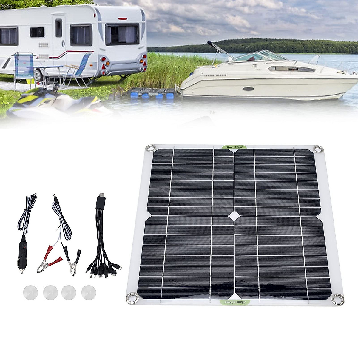 Portable Solar Panel, 11 x 11in Solar Cell Panel 200W 5V Lightweight Thin Design Solar Charger Board for Household Car Ship