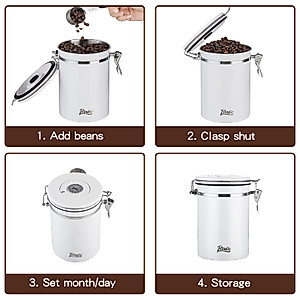 Bincoo Stainless Steel Coffee Containers 26oz, Coffee Canister for Ground Coffee, Airtight Coffee Container with Measuring Scoop