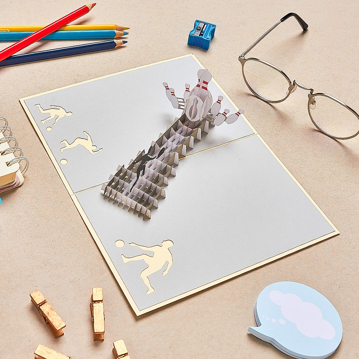 Rykamia Bowling Pop Up Card, Blank Bowling Card With Envelop, Bowling Birthday Card, Card For Bowling Player, Bowling Thank You Card, Graduation, Just Because, Get Well, Card For Friend, Bowling Gifts