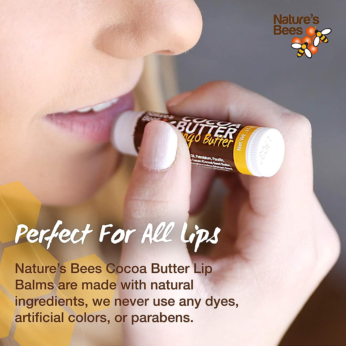 Nature's Bees - Cocoa Butter Lip Balm Moisturizer - Original 24 Pack, 4 Flavors - Original, Shea Butter, Mango Butter, Olive Oil - Made w/Coconut Oil, Beeswax, Vitamin E, Aloe - 0.15oz (4.2g)