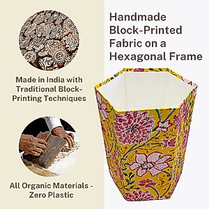 Waste Basket | Decorative Small Waste Basket | Cute Bedroom Trash Can | Pink Trash Can (Yellow & Pink)