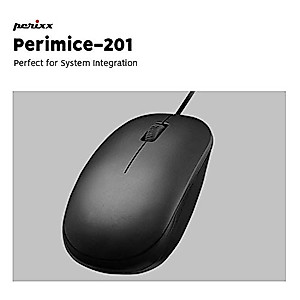 Perixx Perimice-201 Wired PS2 Optical 3 Button Mouse with 800 DPI and Illuminated Wheel, Black