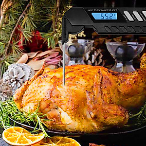 Waterproof Digital Meat Thermometer Super Fast Instant Read Thermometer BBQ Thermometer with Calibration and Backlit Function Cooking Thermometer for Food, Candy, Milk, Tea, Grill Smokers