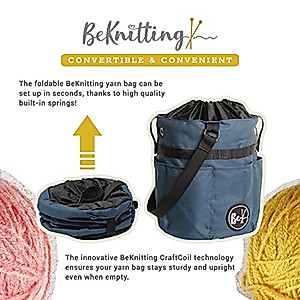 BeKnitting Knitting Bag Backpack - Convertible Yarn Storage Organizer for Knitting & Crochet Supplies - Collapsible Yarn Bag for Crocheting, Knitting, and Other Crafts