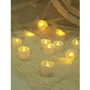YHP Battery Operated Flameless Flickering Candle, Realistic and Bright LED Tea Light for Wedding, Table, Halloween, Christmas and Festival Celebration, Pack of 12 in Warm White.…
