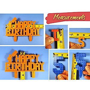 Custom Block Celebration Cake Topper Set Happy Birthday Sign, Name & Numbers Lego Compatible (1 Number / 5 Letters or Less)