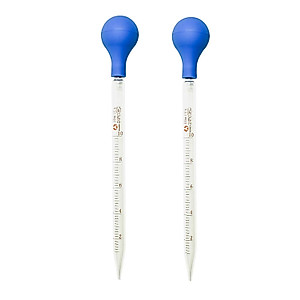HIBATUL INC (2 Pack) Glass Graduated Medicine Dropper Pipettes Lab Dropper with Blue Rubber Cap and Scale (10ml (2 Pack))