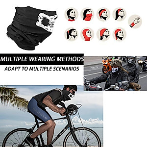 4Pcs Skull Mask Gaiter Mask Headwear Bandana Halloween Mask Balaclava Breathable Face Masks Neck Gaiter Scarf for Motocycle Black