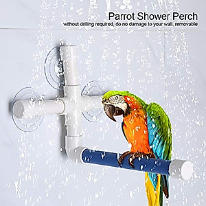 Bird Shower Perches with Strong Suction Cup Parrot Plastic Pipe Stand Toy for Macaw African Greys Budgies Parakeet