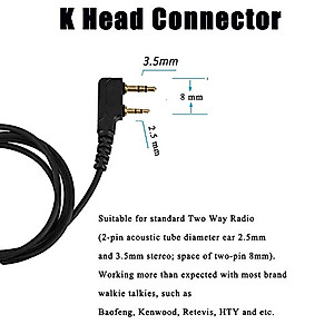 SAMCOM Two Way Radio Earpiece with Clear Acoustic Tube Walkie Talkie 2 Pin Security Headset with Mic Radios