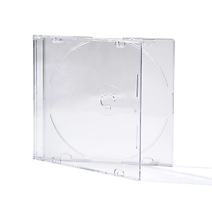 Maxtek Ultra Thin 5.2mm Slim Clear CD Jewel Case with Built in Frost Clear Tray, 100 Pack.