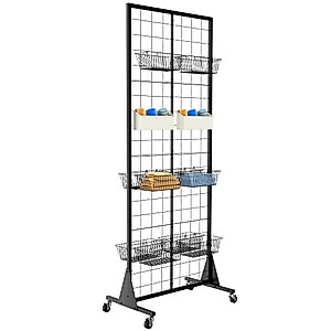 Blasinc Gridwall Panel Display Stand 2' x 5.5' Ft Heavy Movable Floorstanding Detachable Girdwall for Easy Transport, Standing Grid Towe Display Rack for Retail and Craft FairGrid Wall Panels