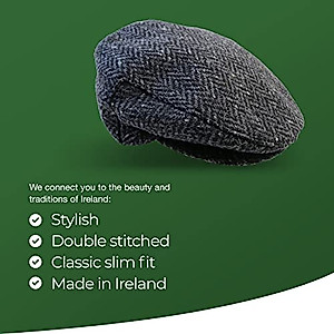 Flat Cap for Men Made in Ireland Irish Hat Flat Cap 100% Irish Wool Gray L