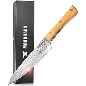 Moorhaus 8" Kitchen Knife, Stainless Damascus Steel 67 Layer - Razor Sharp, Superb Edge Retention, Stain & Corrosion Resistant Chefs Knives