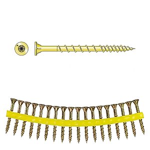 Simpson Strong-Tie WSV212S Strong-Drive WSV SUBFLOOR Screw (Collated) — 9 x 2-1/2 in. T25, Yellow-Zinc (1500-Qty)