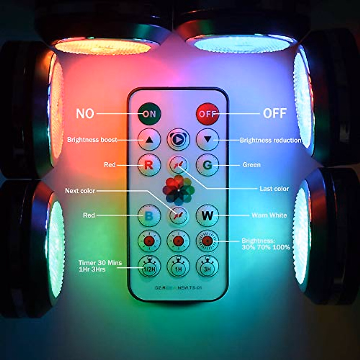 MFOX Battery Lights Under Cabinet Lighting, Puck Lights with 2 Remote Control 6 Pack and LED Color Changing Wireless Ceiling Light with Timer, Dimmable Closet Lights, Led Lights for Bedroom.