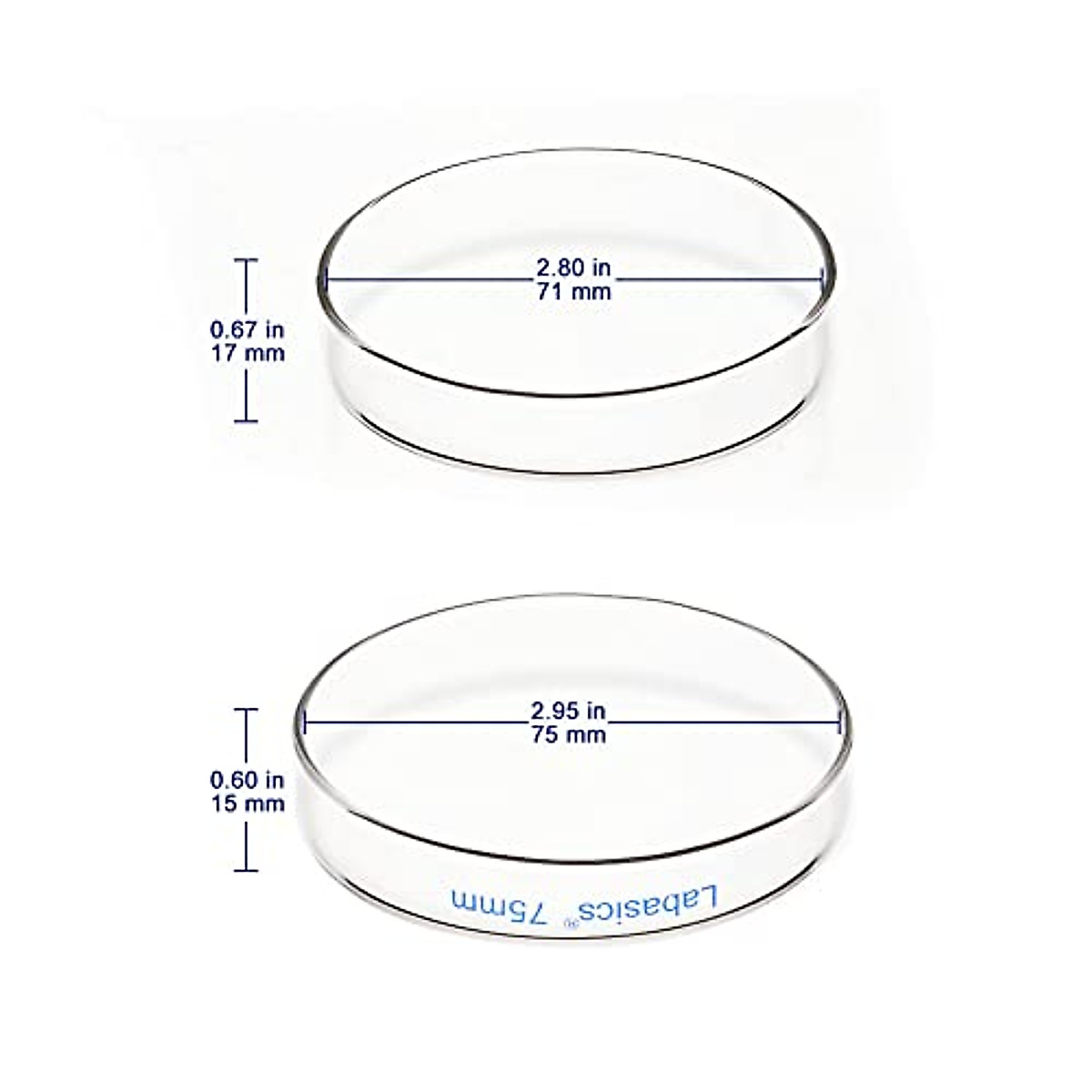 Labasics 10pk Glass Petri Dishes, 75x15 mm Autoclavable Borosilicate Glass Cell Culture Dishes Petri Dishes with Clear Lid for Laboratory