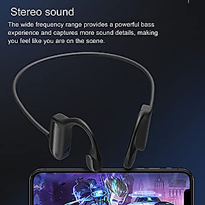 ZTGD BL09 Wireless Bluetooth Bone Conduction Headphones Bluetooth-Compatible IPX5 Life Waterproof Long Standby Stereo Wireless Hanging-Ear Earphone for Sports Black