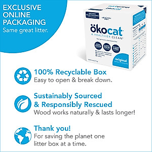 ökocat Litter Original Low-Dust Natural Clumping Wood with Odor Control 16.6 lbs, Large