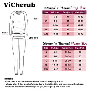 ViCherub Women's Thermal Underwear Set Long Johns Base Layer Fleece Lined Cold Weather Soft Top Bottom Black Medium