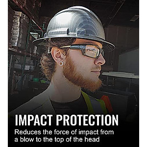 Bullhead Safety Full Brim Hard Hat with Six-Point Ratchet Suspension, Reversible Construction Hard Hat for Safety with Brow Pad and EZ-Click Adjustment, OSHA/ANSI Compliant, Matte Black Graphite