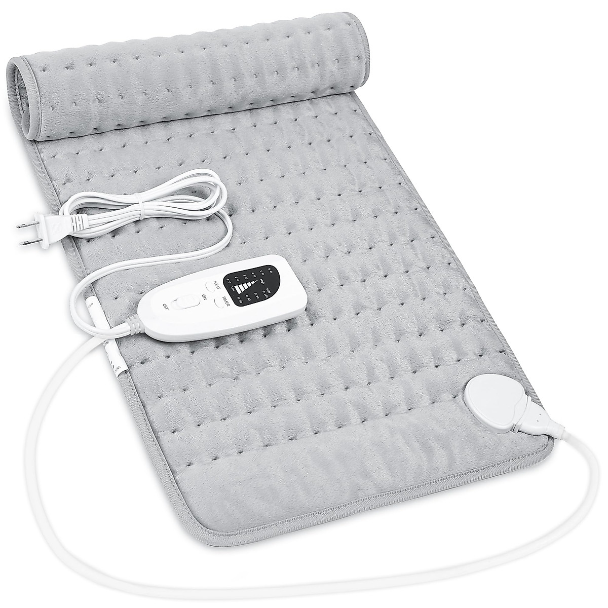 Electric Heating Pads,Heating Pads for Back,Shoulder,Hot Pad for Neck and Arms,Abdomen,Moist Heated Pad for Legs and Knee,Auto Shut Off(Light Gray, 24''×12'')