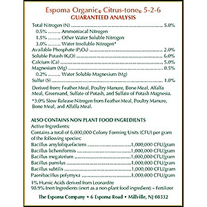 Espoma Organic Citrus-tone 5-2-6 Natural & Organic Fertilizer and Plant Food for all Citrus, Fruit, Nut & Avocado Trees; 8 lb. Bag. Promotes Vigorous Growth & Abundant Fruit