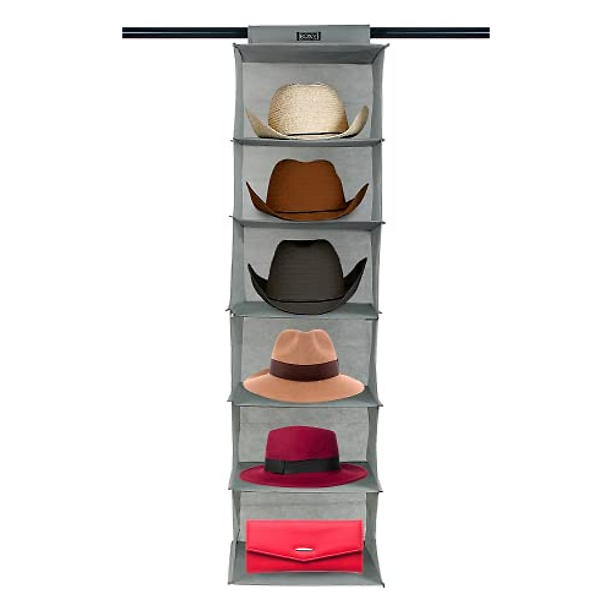 Boxy Concepts Cowboy Hat Rack for Closets (6 Shelves) - 13" Wide Extra Large Hat Organizer for Wide Brimmed Hats - Hat Storage to Keep Hats Safely Stored - Western Hat Rack and Sun Hat Holder