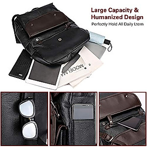 FANDARE Unisex Backpack Waterproof PU Daypack for 14 inch Laptop Lightweight College Bag Women Men Field Pack Knapsack Outdoor Travel Camping Hiking Rucksack Infantry Pack Black