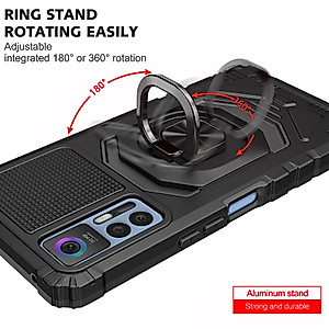 Ailiber for TCL 30 5G Case, TCL 30 Pro Case with Screen Protector, Ring Kickstand for Magnetic Car Mount Military Grade, Heavy Duty Shockproof Protective Phone Cover for TCL 30 5G/TCL 30+-Black