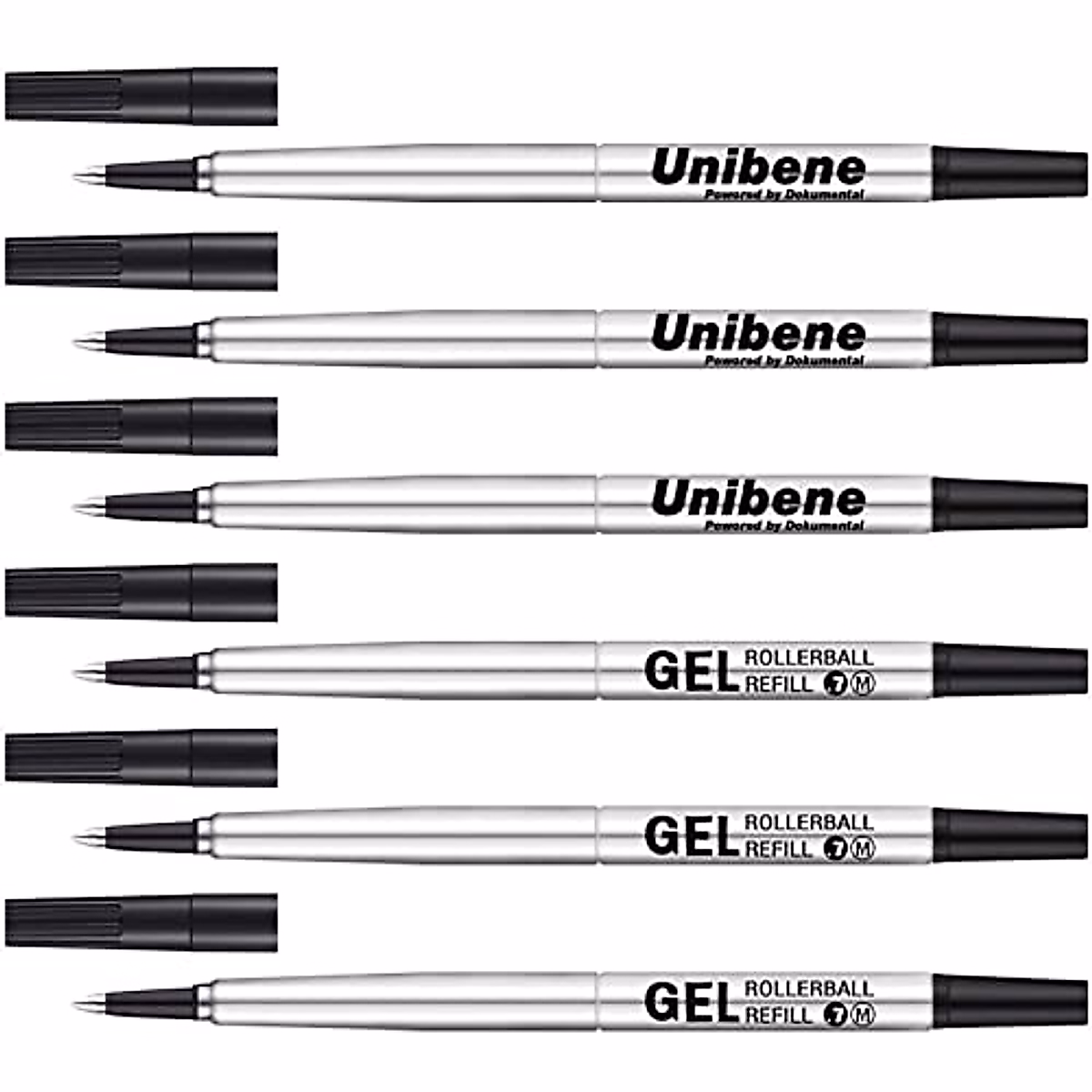 Unibene Parker Compatible Rollerball Refill 6 Pack, 0.7mm Medium Point - Black, Smooth Writing Replaceable German Gel Ink Pen Refills for IM Sonnet Urban Pens