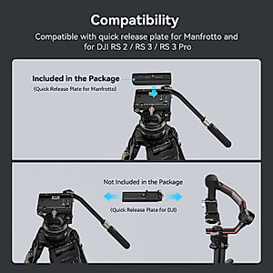 SmallRig DH10 Heavy Duty Tripod Fluid Video Head with Flat Base and Adjustable Handle, Quick Release Plate for Manfrotto Video Head Mount Plate, Load up to 22Ibs, for Video Cameras, DSLR Cameras 4165
