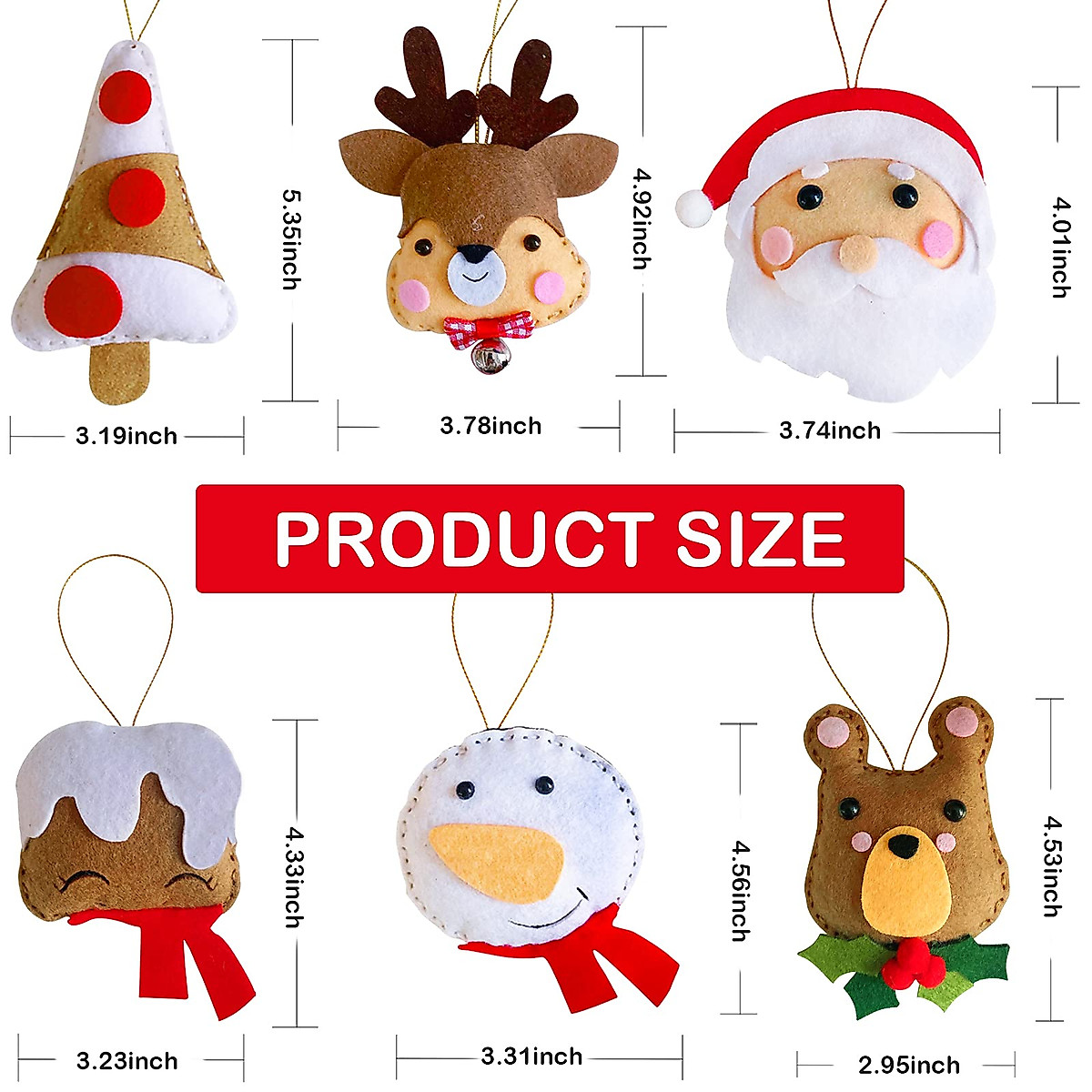 MOVEBO DIY Craft Sewing Kits for Christmas,Christmas Ornaments DIY Craft Kits for Kids (Christmas Ornaments DIY 3)