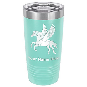 LaserGram 20oz Vacuum Insulated Tumbler Mug, Pegasus, Personalized Engraving Included (Teal)